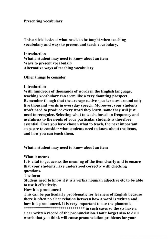 Presenting vocabulary 2 CPD Professional development