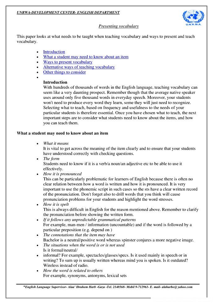 Presenting Vocabulary CPD Professional development